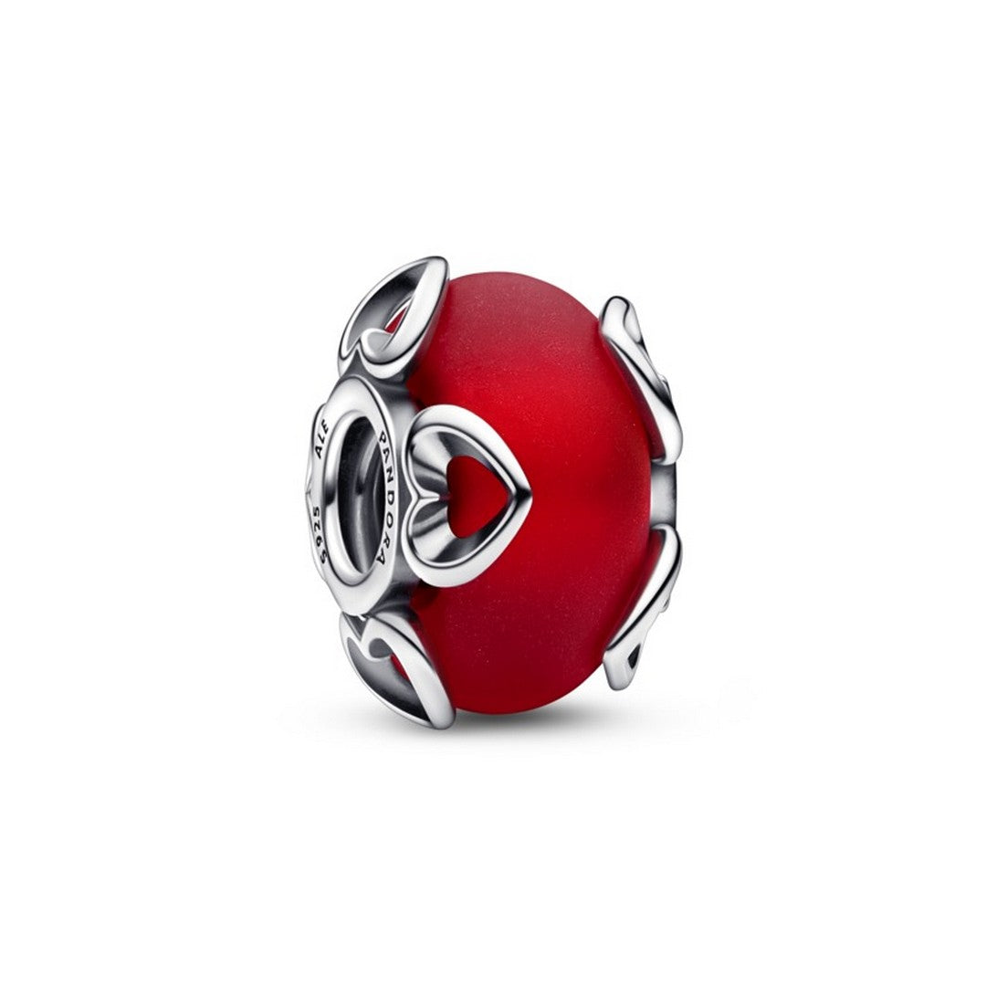 Pandora Charm Femme Verre de Murano Rouge et Coeurs - 792497C01 ...